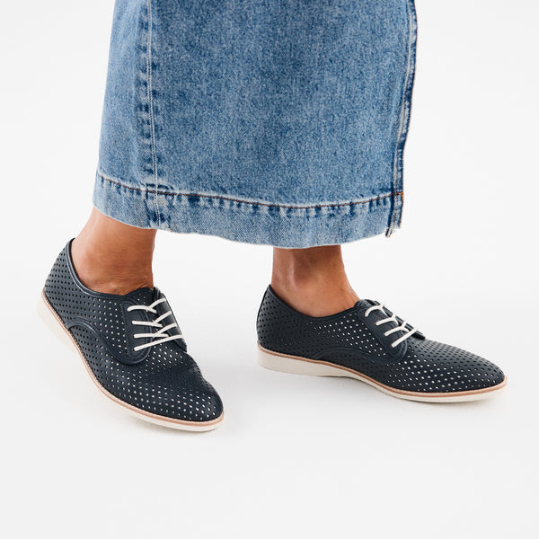 Rollie Derby Navy /Silv Punch - Swank Shoes